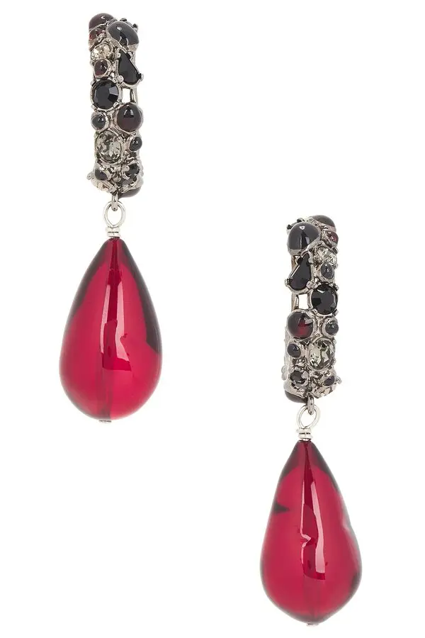 Saint Laurent Fetiche Hoop & Drop Earrings In Red,metallic Silver - Noir, Rouge, & Gris