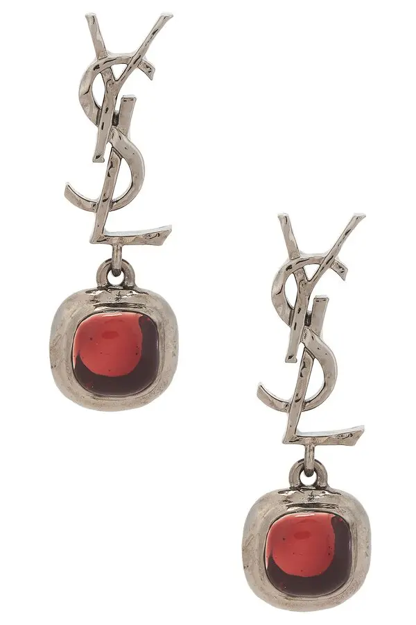 Saint Laurent Fetiche Hoop & Drop Earrings In Red,metallic Silver - Ruthenium & Rouge