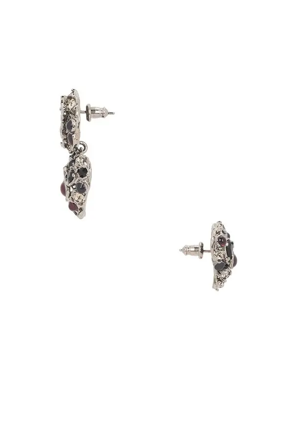 Saint Laurent Asymmetric Fetiche Earrings In In Red,metallic Silver - Noir, Rouge, & Gris