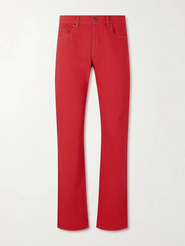 Versace Straight-leg Jeans With Logo Appliqu - Red