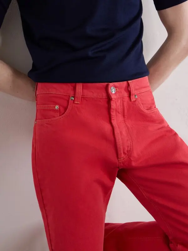 Versace Straight-leg Jeans With Logo Appliqu - Red