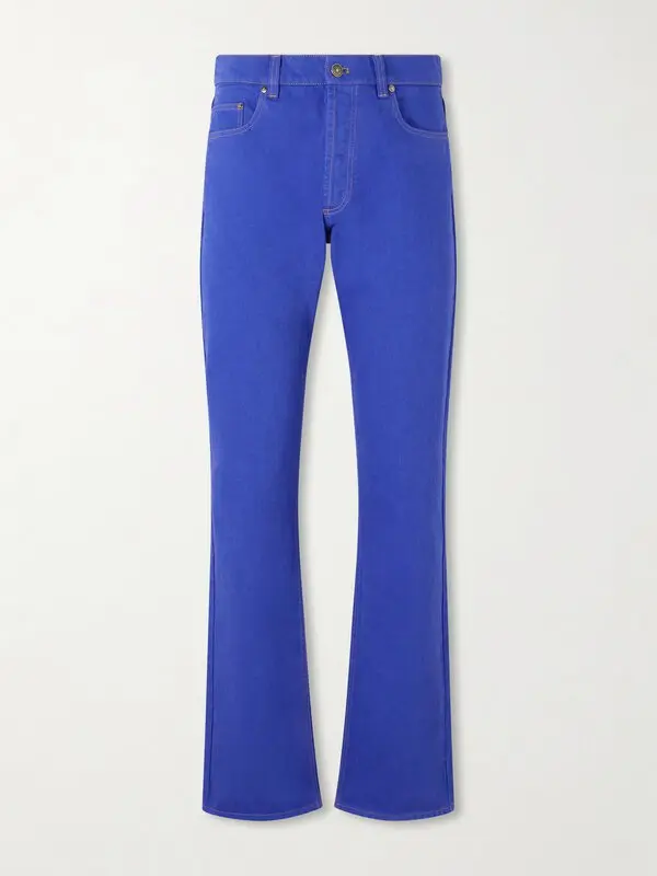 Versace Straight-leg Logo-appliquéd Jeans - Blue
