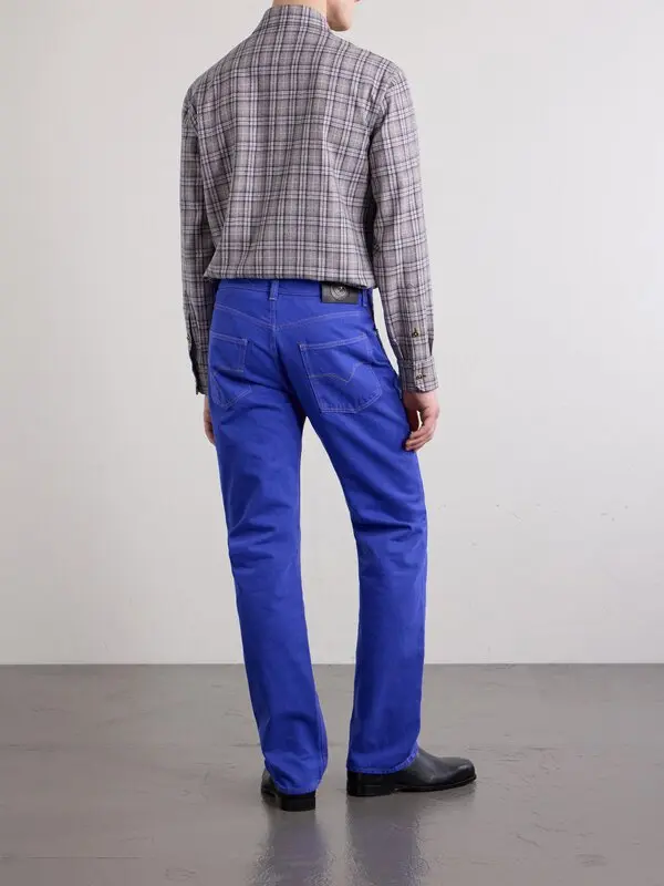 Versace Straight-leg Logo-appliquéd Jeans - Blue