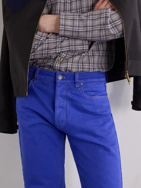Versace Straight-leg Logo-appliquéd Jeans - Blue