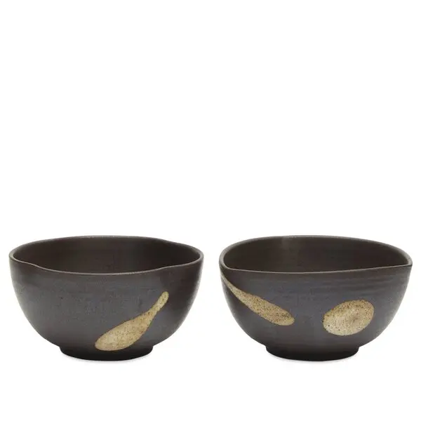 FERM LIVING Koyo Bowls 8.5 Set Of 2 - Dark Brown/buff
