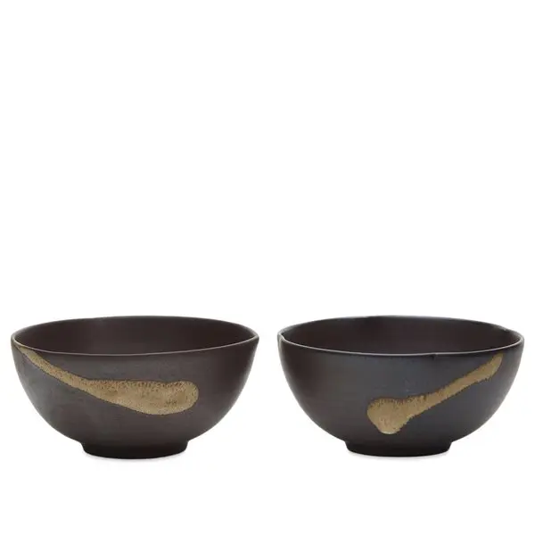 FERM LIVING Koyo Bowls 11.5 Set Of 2 - Dark Brown/buff