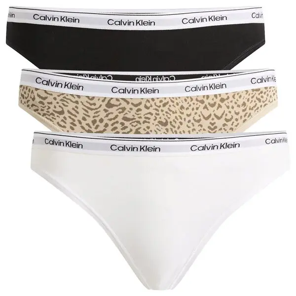 Calvin Klein Icon Bikini Brief 3 Pack - Black/white/animal Mirror Oxford Tan