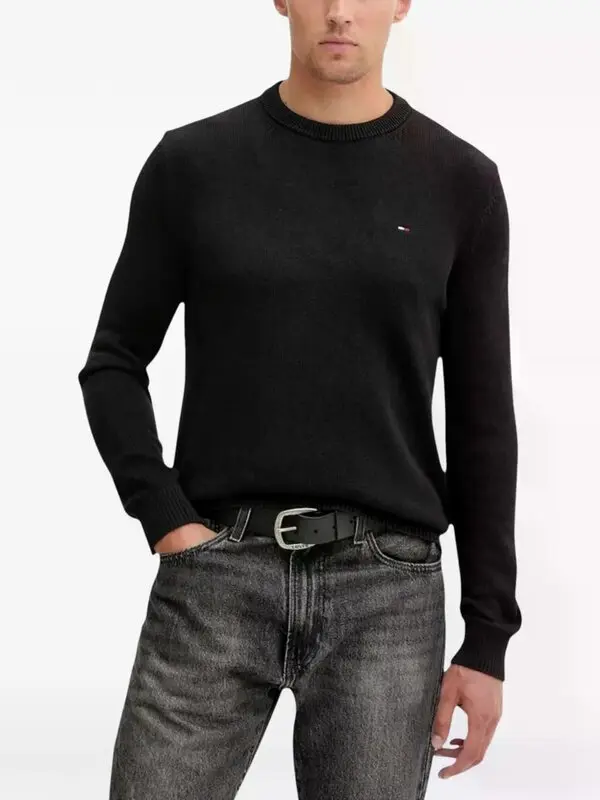 Tommy Hilfiger Logo-patch Cotton Sweater - Black