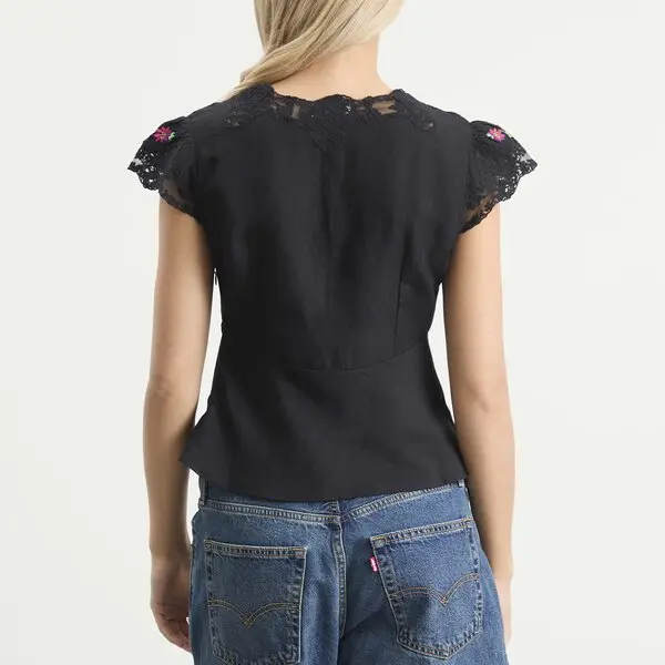Rixo Elaine Floral Embroidered Top