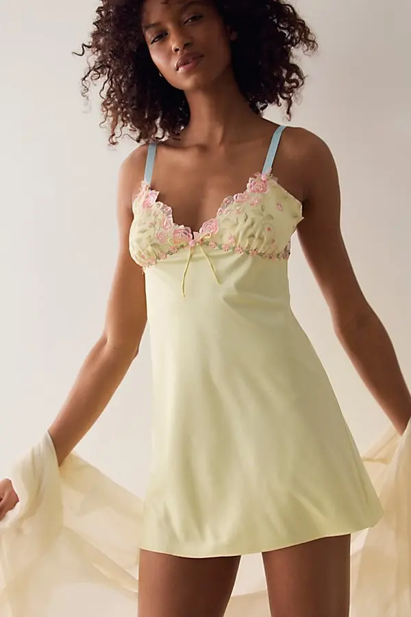 For Love & Lemons Twilight Rose Slip - Pale Yellow