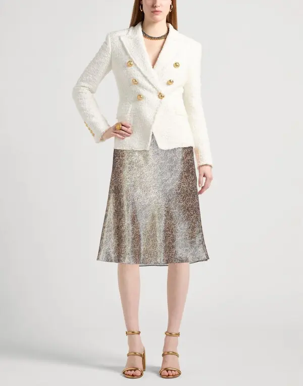 Celine Midi Skirt In Silk And Metallic Polyester