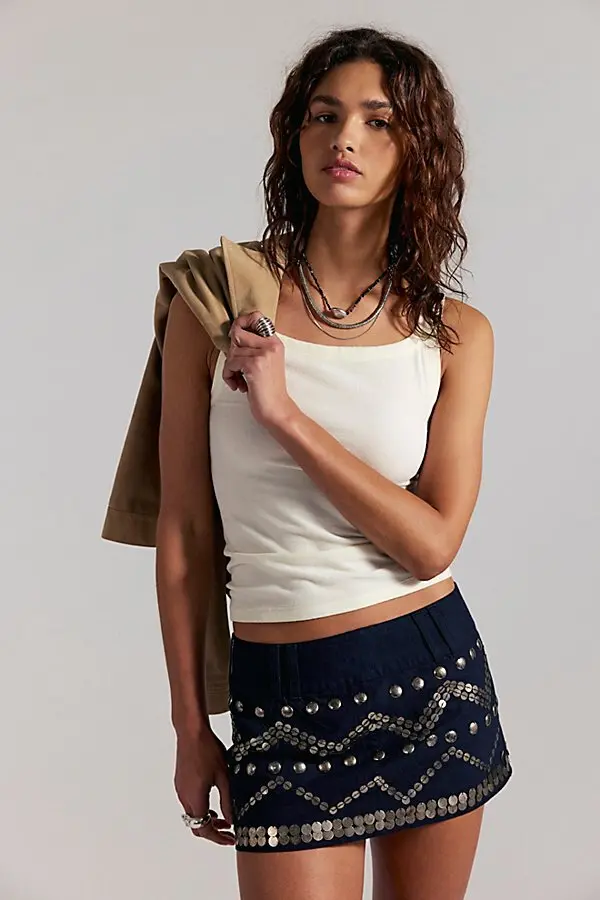 Free People Sparta Beaded Micro Skirt