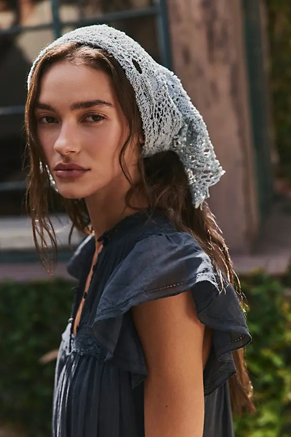 CURRIED MYRRH Lilliana Crochet Hair Scarf - Blue