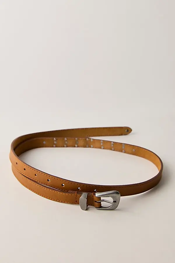 Free People Nash Extra Long Leather Belt - Cognac