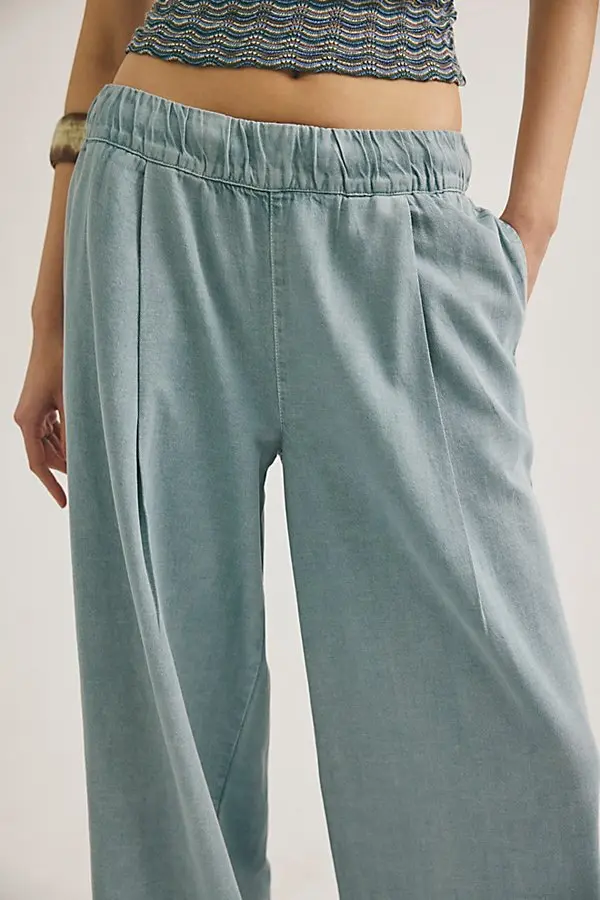 Free People Tidal Moon Low-rise Pull-on Pants - Tourmaline