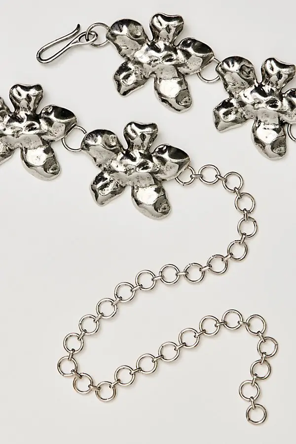 Free People Spring Equinox Chain Belt - Silver Lining
