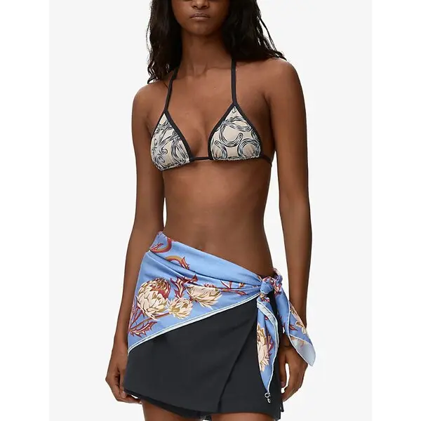 Loewe Printed Square Silk Scarf - Light Blue/blue