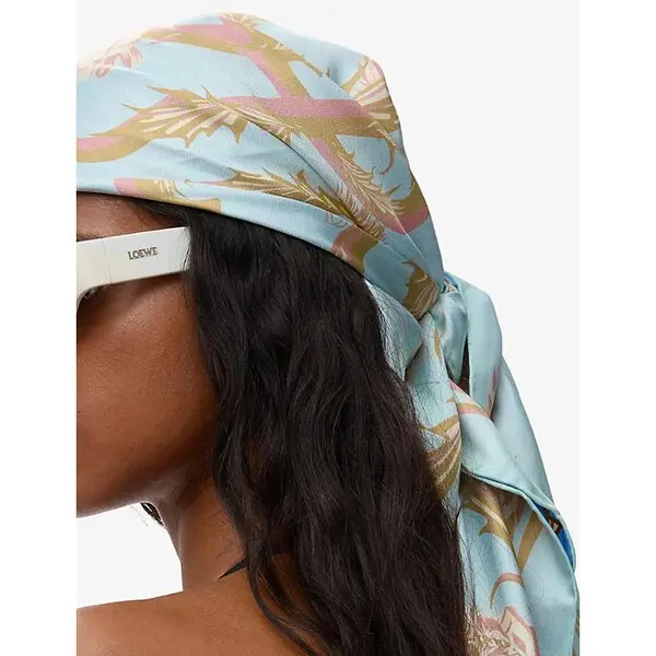 Loewe Printed Square Silk Scarf - Light Blue/blue