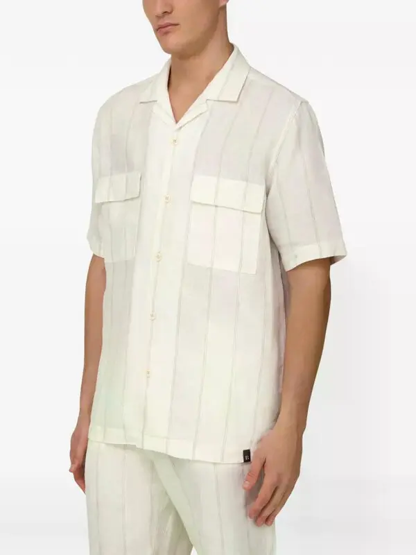 Boggi Milano Regular Fit Pinstripe Linen Shirt