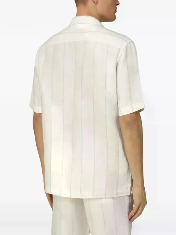 Boggi Milano Regular Fit Pinstripe Linen Shirt