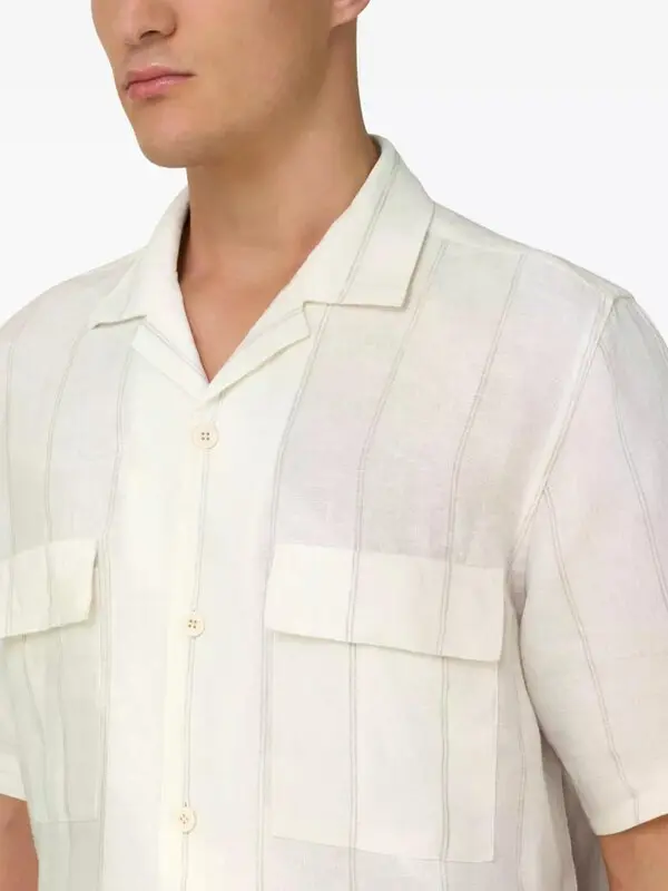 Boggi Milano Regular Fit Pinstripe Linen Shirt