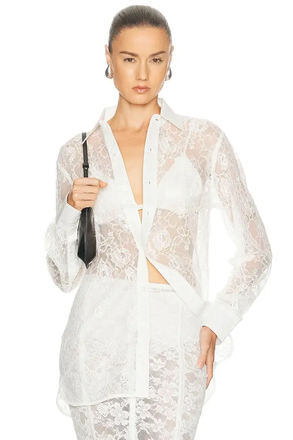 FLEUR DU MAL Juliet Lace Button Up Shirt - Ivory
