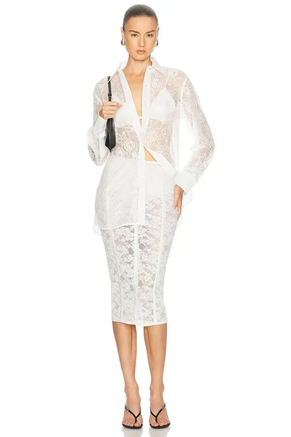 FLEUR DU MAL Juliet Lace Button Up Shirt - Ivory