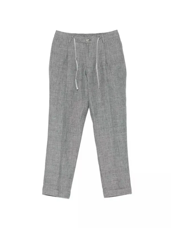 BARBA NAPOLI Roma Drawstring-waistband Pleated Trousers - Grey