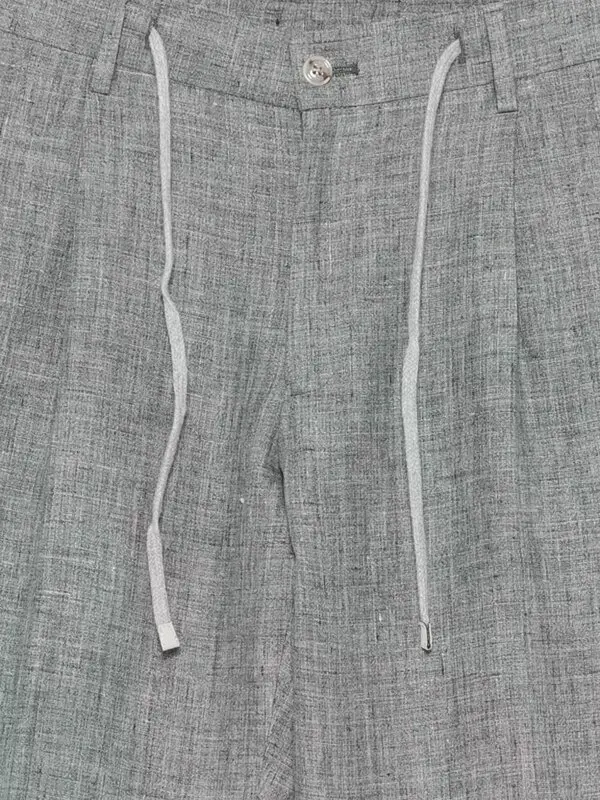 BARBA NAPOLI Drawstring-waistband Pleated Trousers - Grey