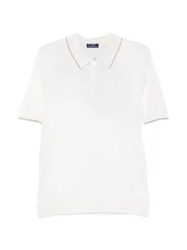 BARBA NAPOLI Ribbed Contrast-trim Polo Shirt - Neutrals
