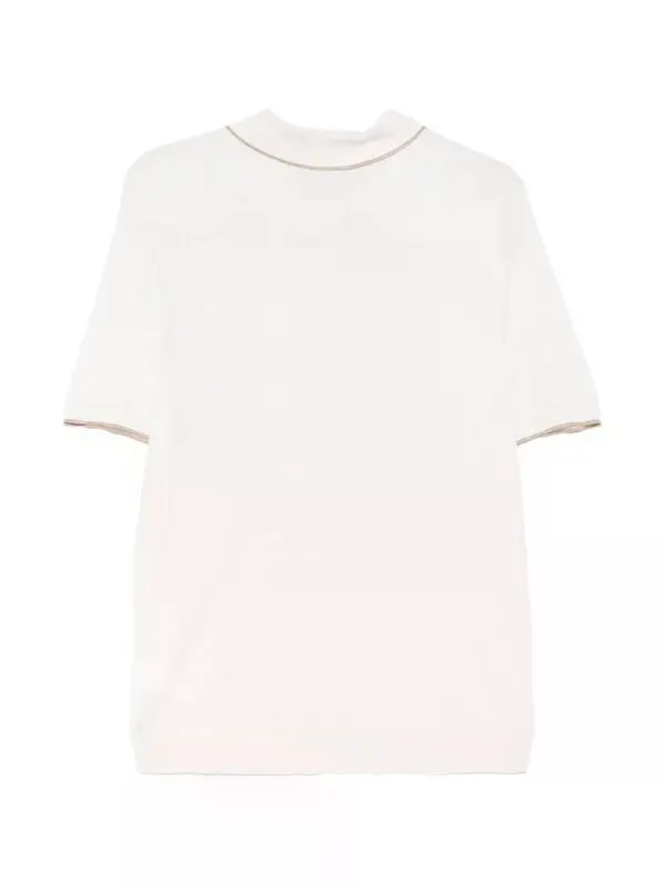 BARBA NAPOLI Ribbed Contrast-trim Polo Shirt - Neutrals