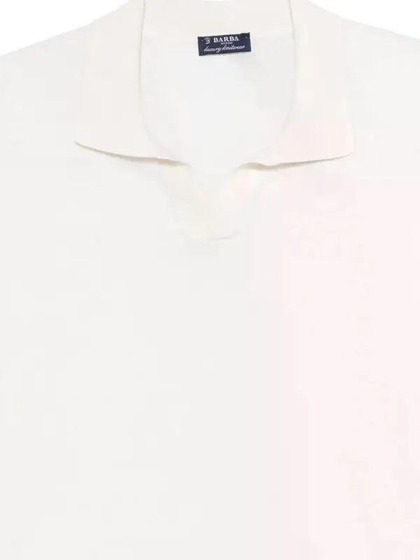BARBA NAPOLI Fine-knit V-neck T-shirt - Neutrals