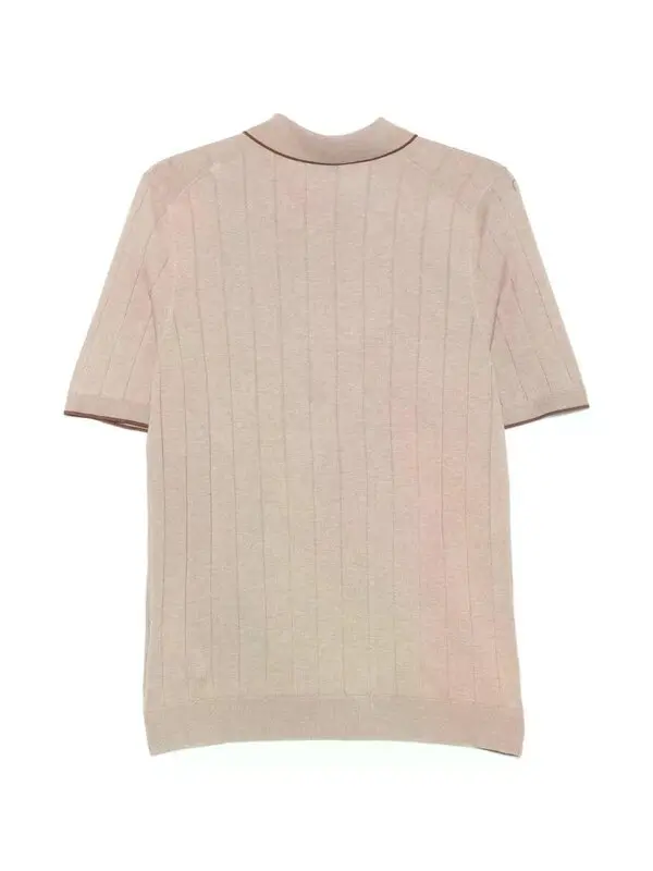 BARBA NAPOLI Ribbed-knit Half-zip Polo Shirt