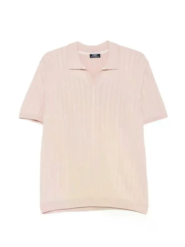 BARBA NAPOLI Ribbed-knit V-neck T-shirt - Pink