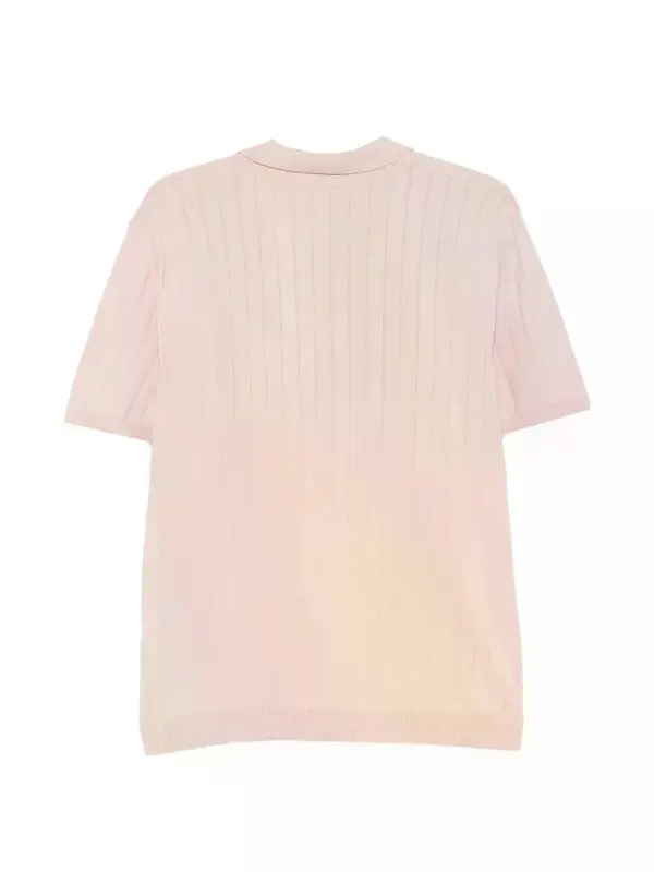 BARBA NAPOLI Ribbed-knit V-neck T-shirt - Pink