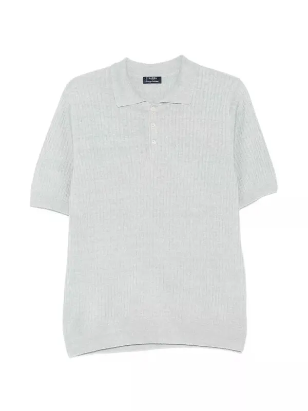 BARBA NAPOLI Ribbed-knit Polo Shirt - Blue