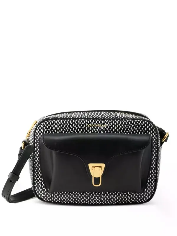 COCCINELLE Snakeskin-effect Leather Shoulder Bag - Black
