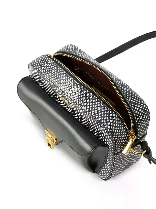 COCCINELLE Snakeskin-effect Leather Shoulder Bag - Black