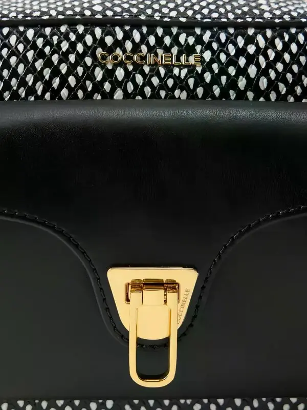 COCCINELLE Snakeskin-effect Leather Shoulder Bag - Black