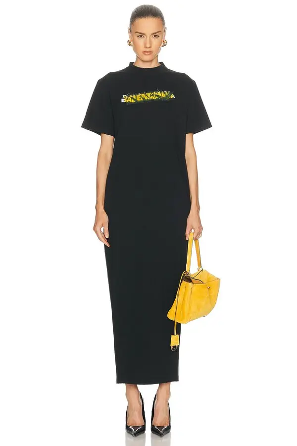 Balenciaga Long T-shirt Dress - Black