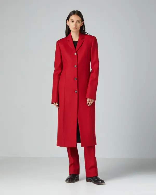 Veronica De Piante Lucia Coat In Wool Twill, Deep - Red