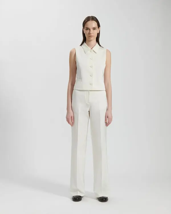 Veronica De Piante Mai Waistcoat In Peau De Soie - White