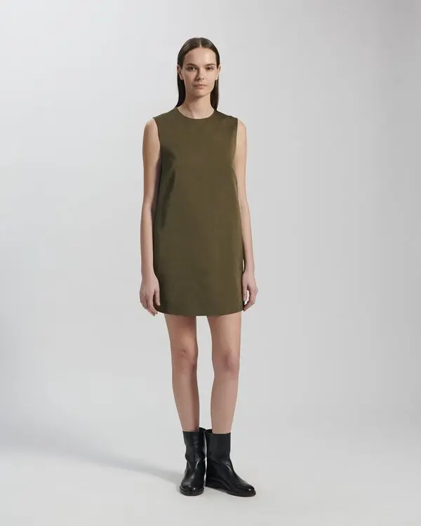 Veronica De Piante Sienna A-line Peau De Soie Dress - Army
