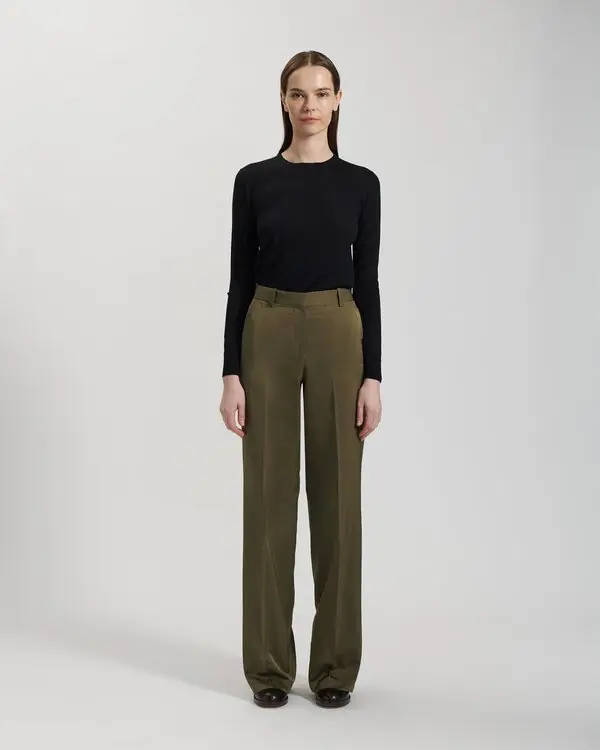Veronica De Piante Anya Trousers In Peau De Soie - Army