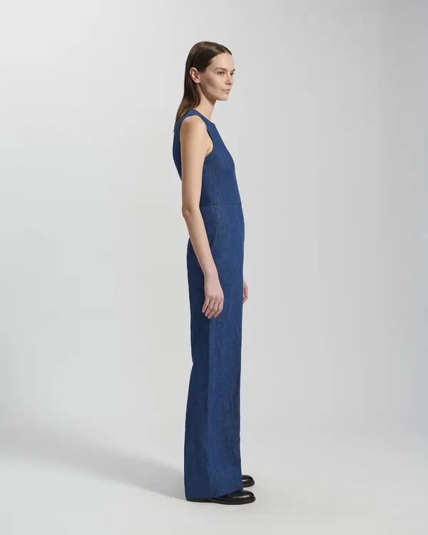 Veronica De Piante Saskia Jumpsuit In Delave Linen Denim, Indigo - Blue