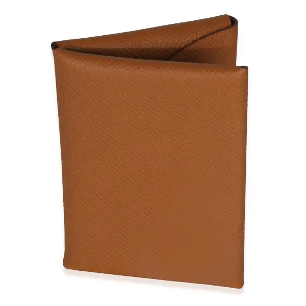 Hermès Gold Epsom Calvi Duo Card Case - Brown