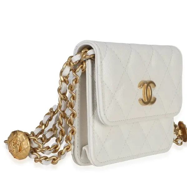 Chanel Quilted Caviar Twist Your Buttons Coin Purse With Chain