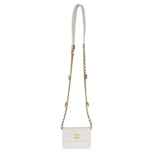 Chanel Quilted Caviar Twist Your Buttons Coin Purse With Chain
