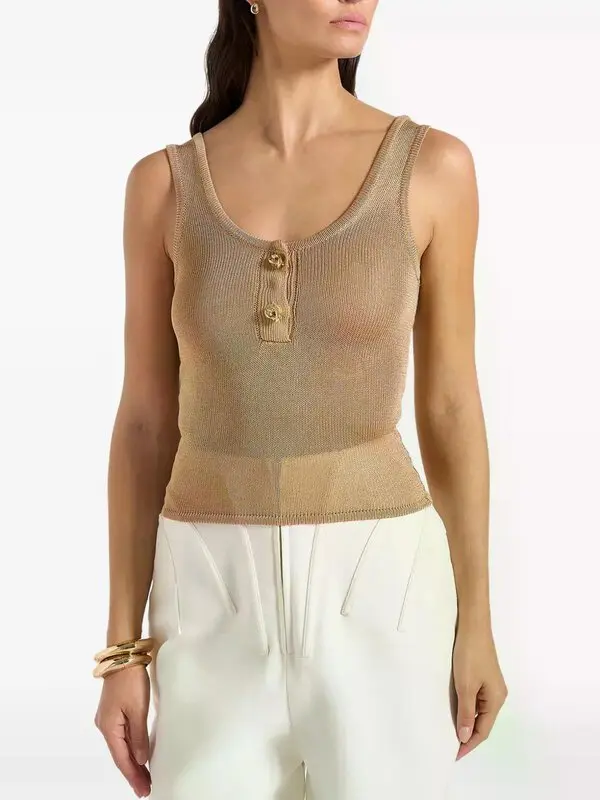 Manière De Voir Pippa Pointelle Knot Button Tank Top - Gold