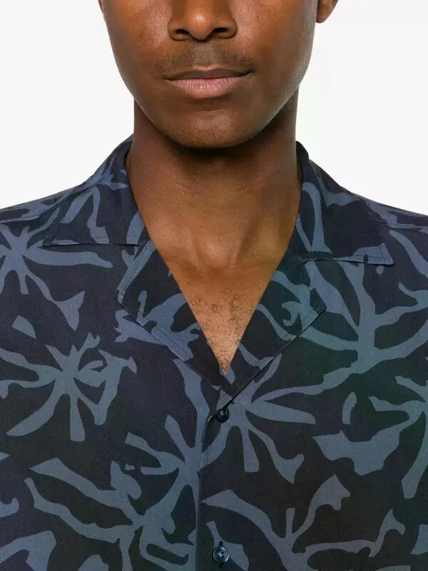 BOSS Logo-patch Piqué Shirt - Blue